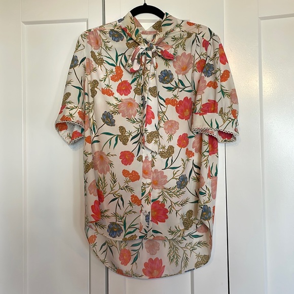 kate spade | Tops | Kate Spade Blossom Floral Bow Tie Blouse Xl | Poshmark